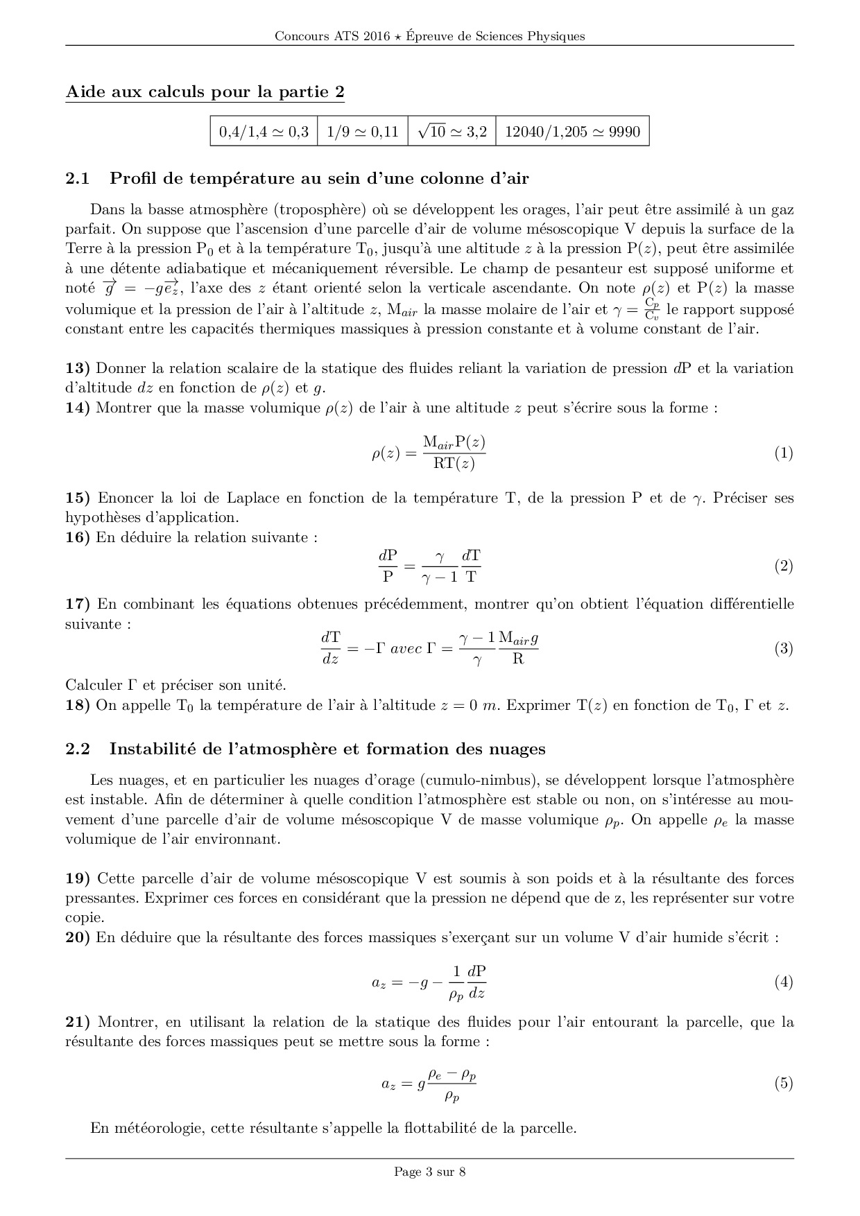 Concours ATS 2016 - Physique (Sujet) - AlloSchool