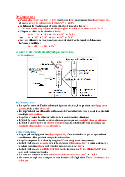 Réactions de quelques métaux avec les solutions acides et basiques ...