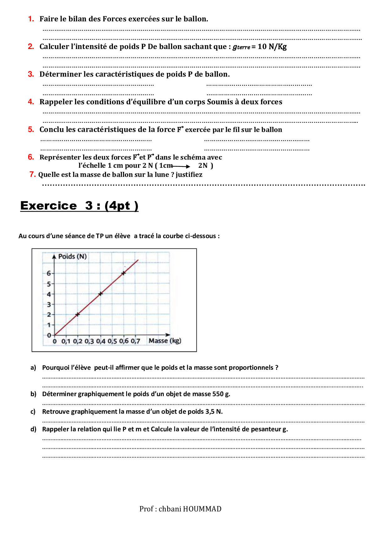 Devoir 2 Modèle 1 - Physique-Chimie 3AC Semestre 2 - AlloSchool
