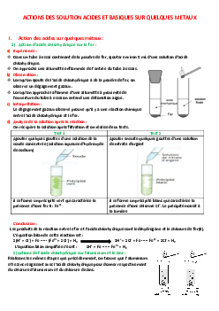 Réactions de quelques métaux avec les solutions acides et basiques ...