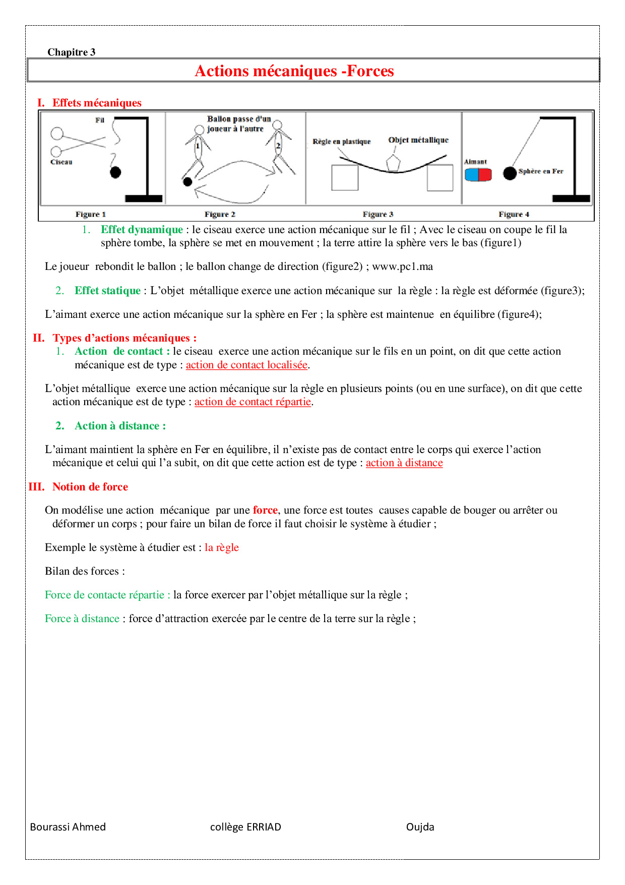 Actions mécaniques - Forces - Résumé de cours 2 - AlloSchool