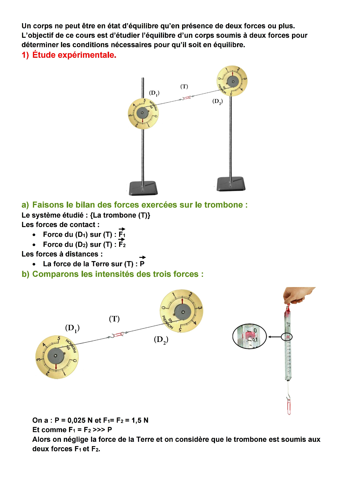 Équilibre d’un solide soumis à deux forces - Résumé de cours 3 - AlloSchool