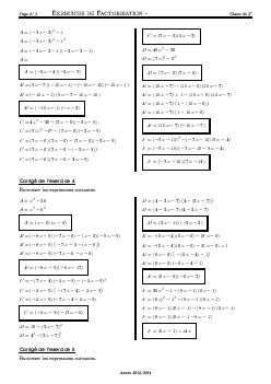Factorisation - Corrigé série d'exercices 1 - AlloSchool