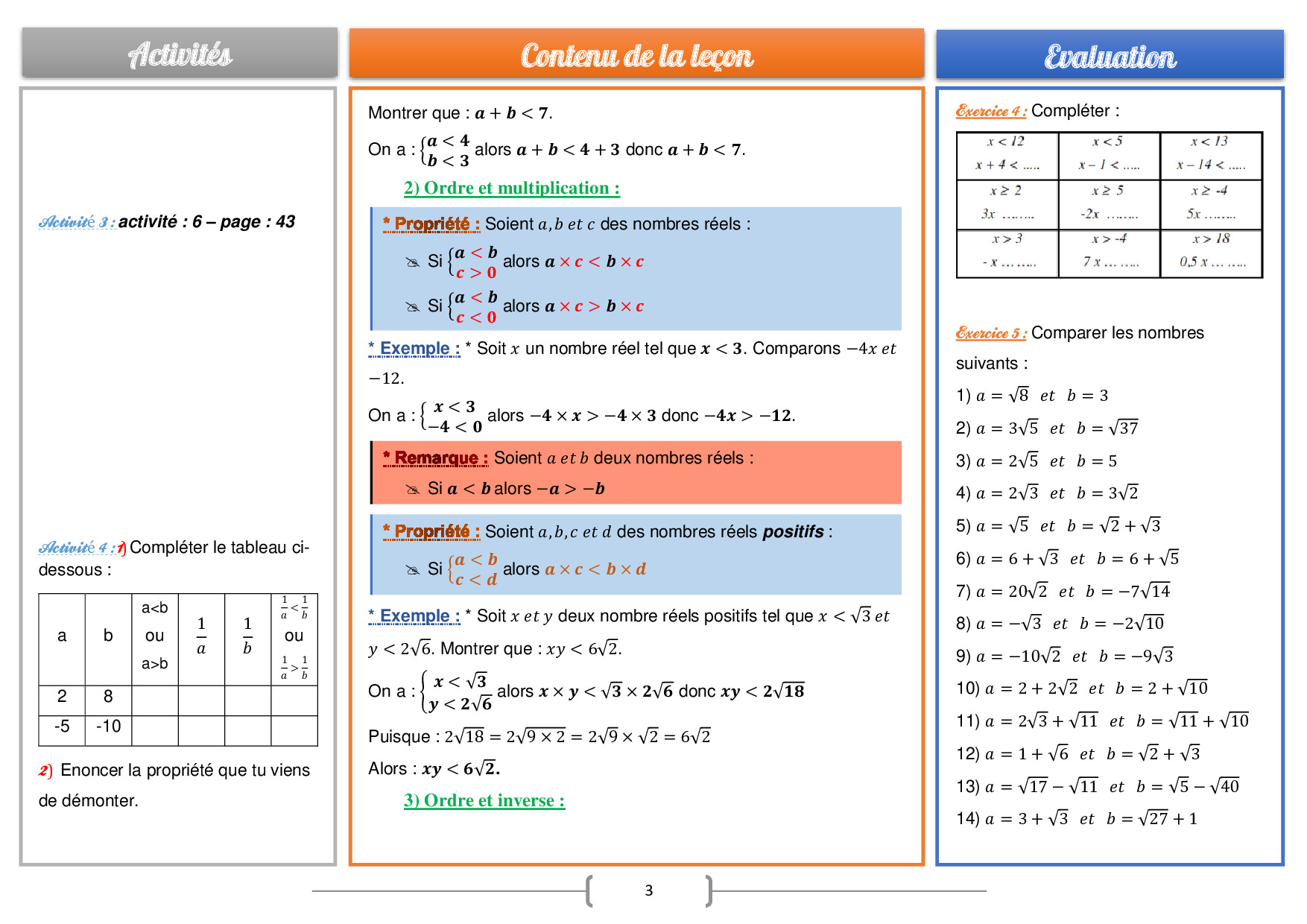 Ordre et opérations - Cours et exercices (MA) - AlloSchool