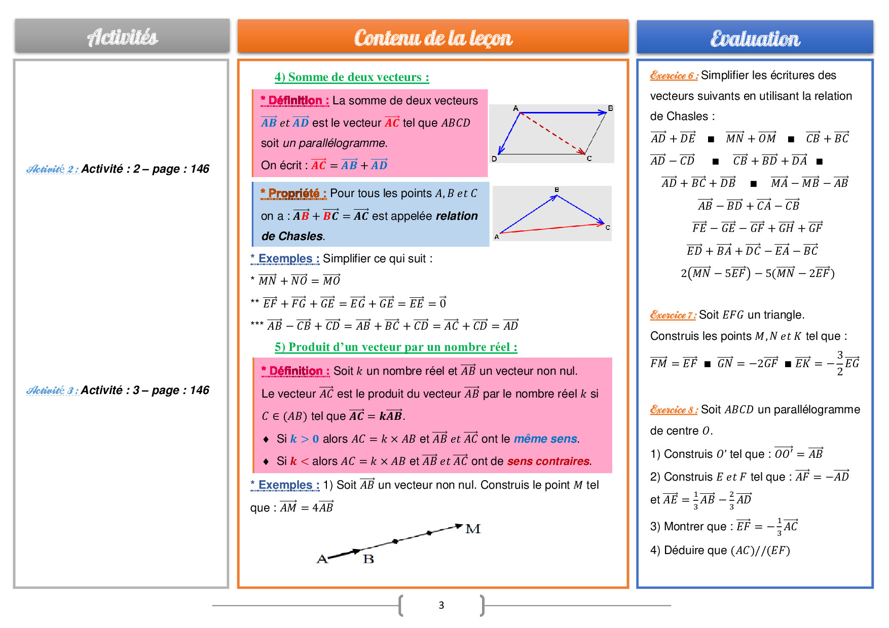 Vecteurs Et Translation Cours Et Exercices 1 MA AlloSchool Vecteurs Et Translation Cours Et Exercices 1 MA AlloSchool