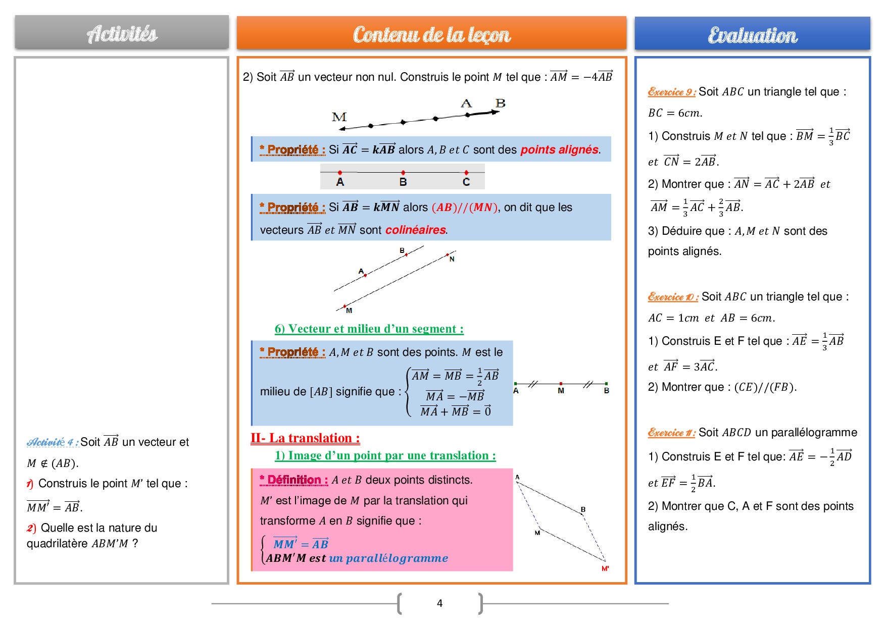 Vecteurs Et Translation Cours Et Exercices 1 MA AlloSchool Vecteurs Et Translation Cours Et Exercices 1 MA AlloSchool
