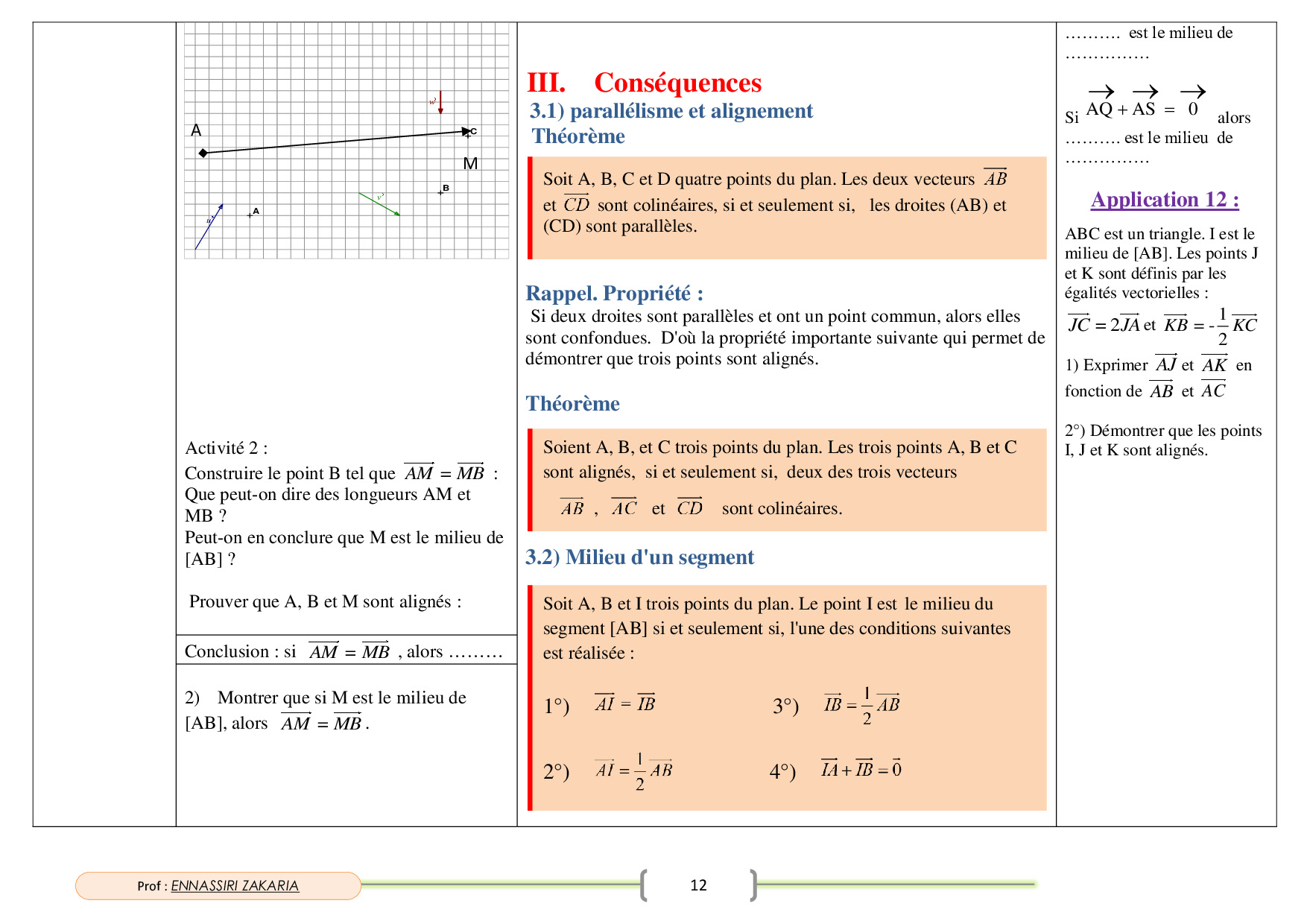 Vecteurs et translation - Cours et exercices 2 (MA) - AlloSchool