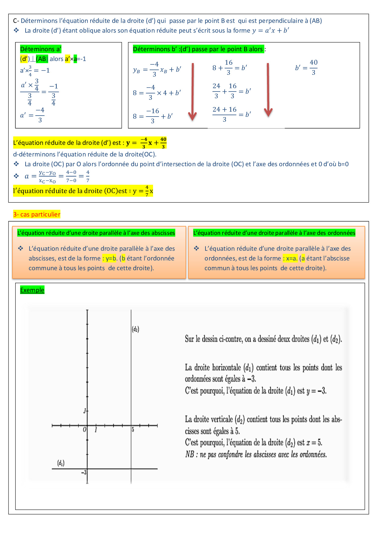 Équation d'une droite - Cours (MA) - AlloSchool