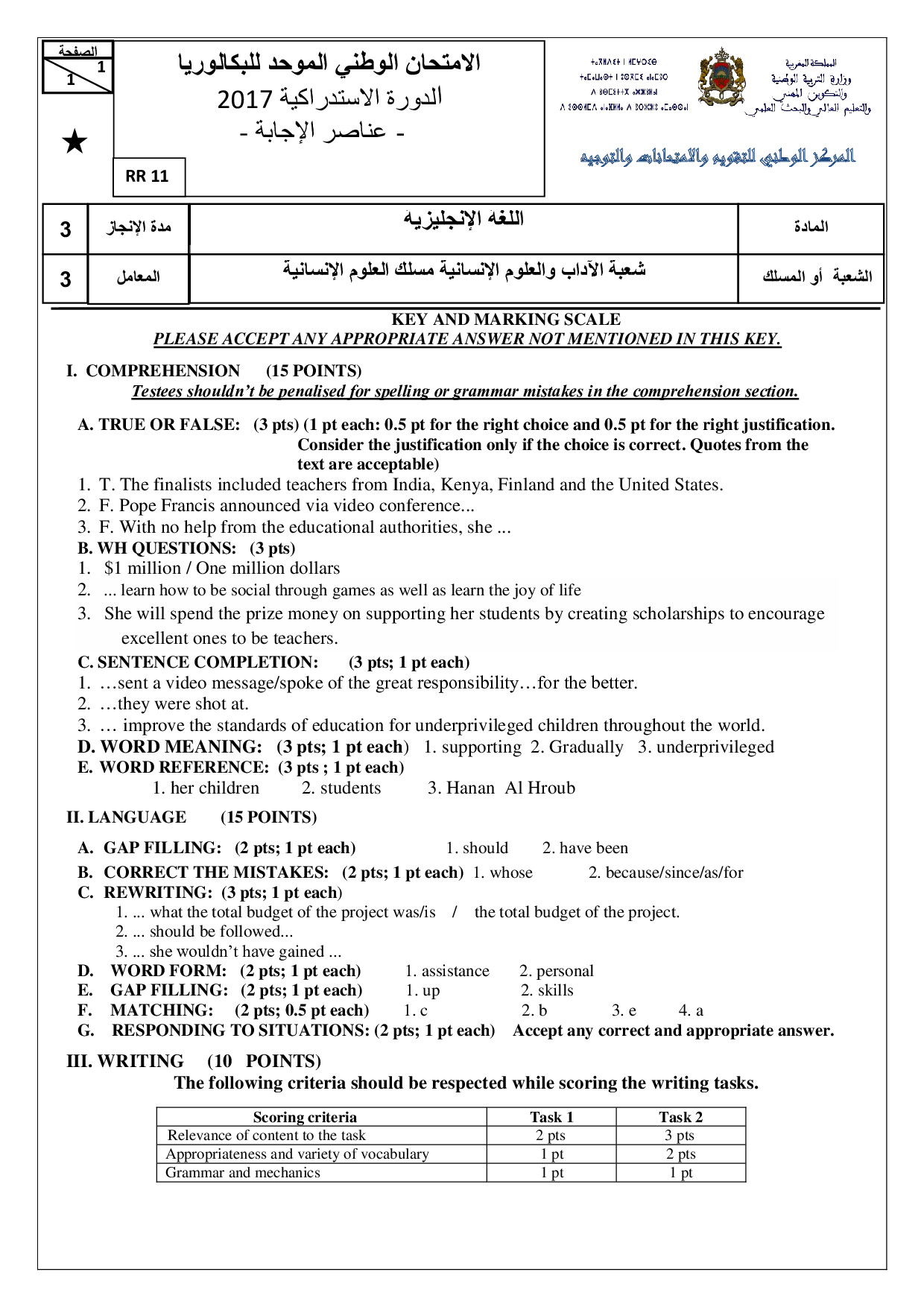 Examen Anglais Science Humaines 2017 Session Rattrapage - Corrigé ... Examen Anglais Science Humaines 2017 Session Rattrapage - Corrigé ...