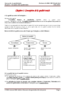 Chapitre 1: Conception de la qualité totale - AlloSchool