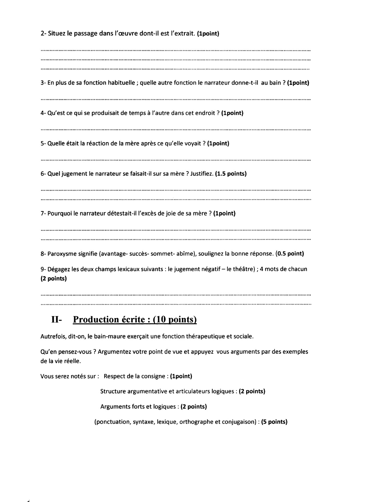 Devoir 1 Modèle 8 - Français 1er Bac Semestre 1 - AlloSchool