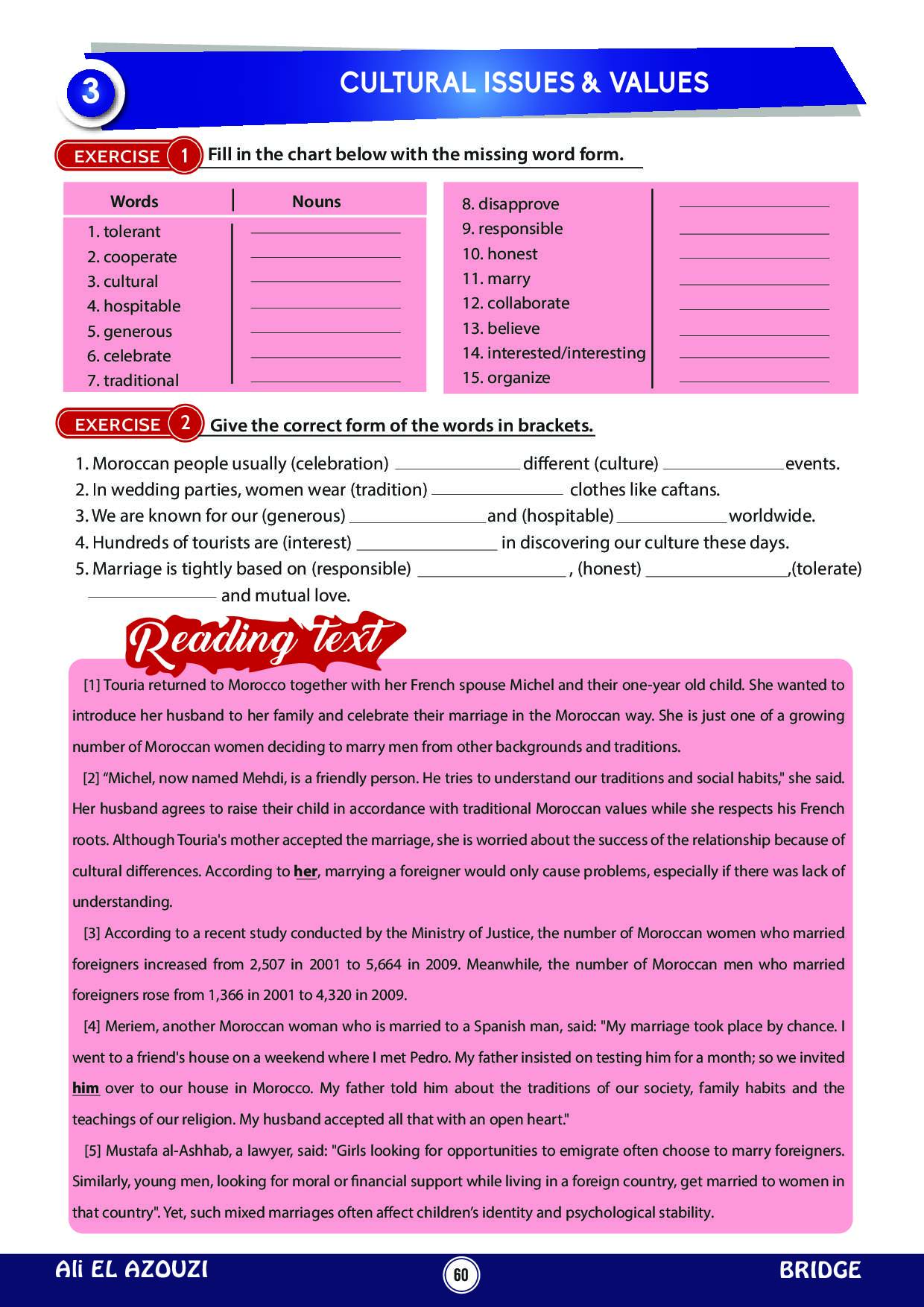 Unit 3 - Cultural issues and values - Exercises - AlloSchool