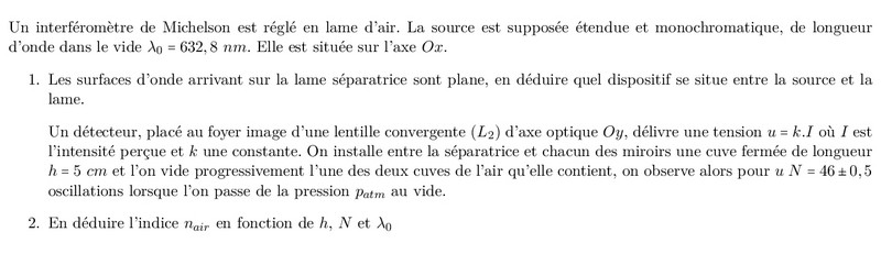 Exercices corrigés : Dispositif interférentiel par division d’amplitude ...