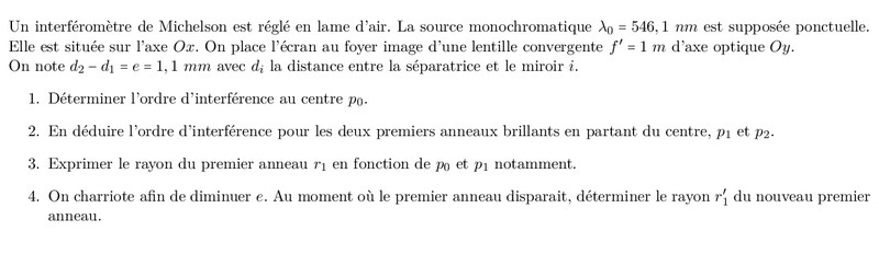 Exercices corrigés : Dispositif interférentiel par division d’amplitude ...