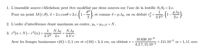 Exercices corrigés : Dispositif interférentiel par division d’amplitude ...