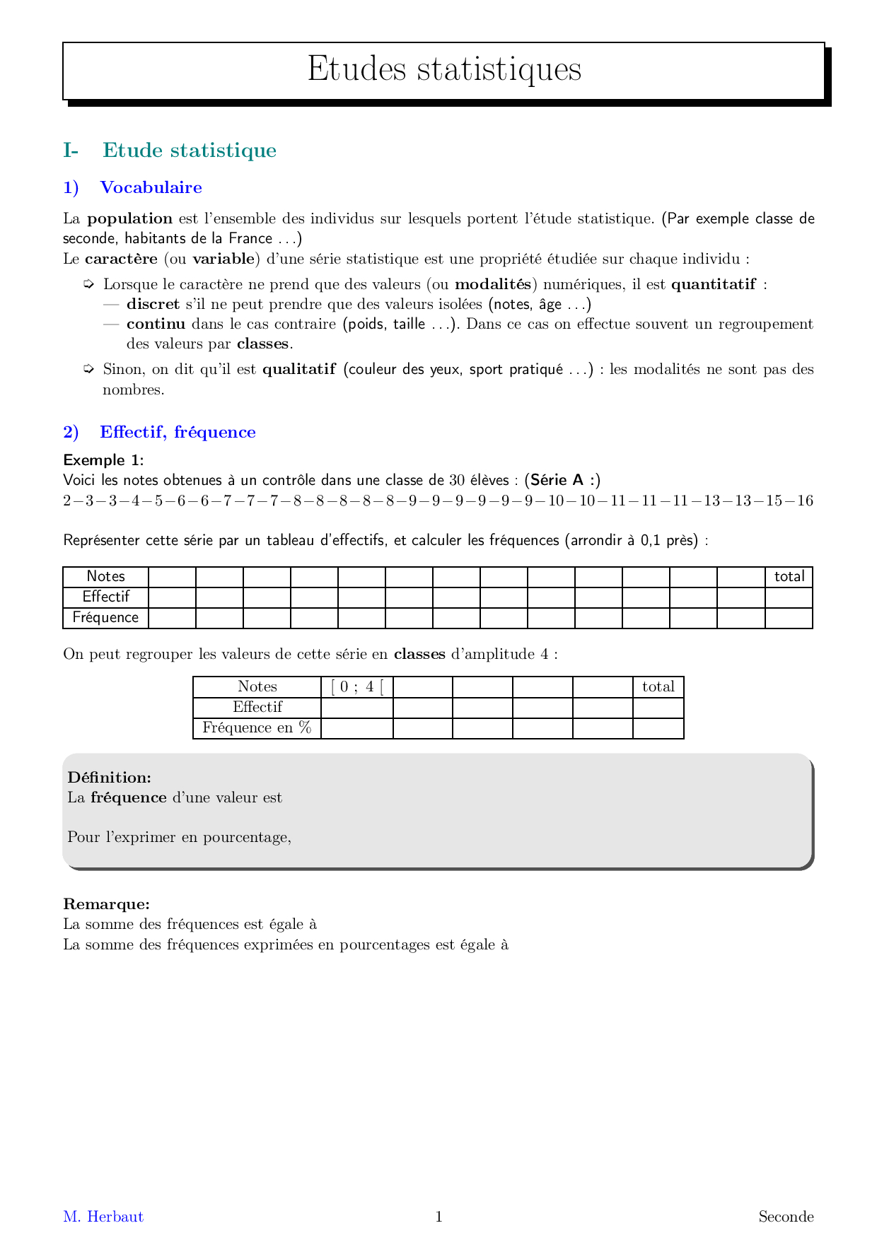 Statistiques - Cours 1 - AlloSchool